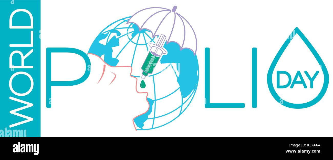 banner on world polio day. Concept of disease prevention, protection ...