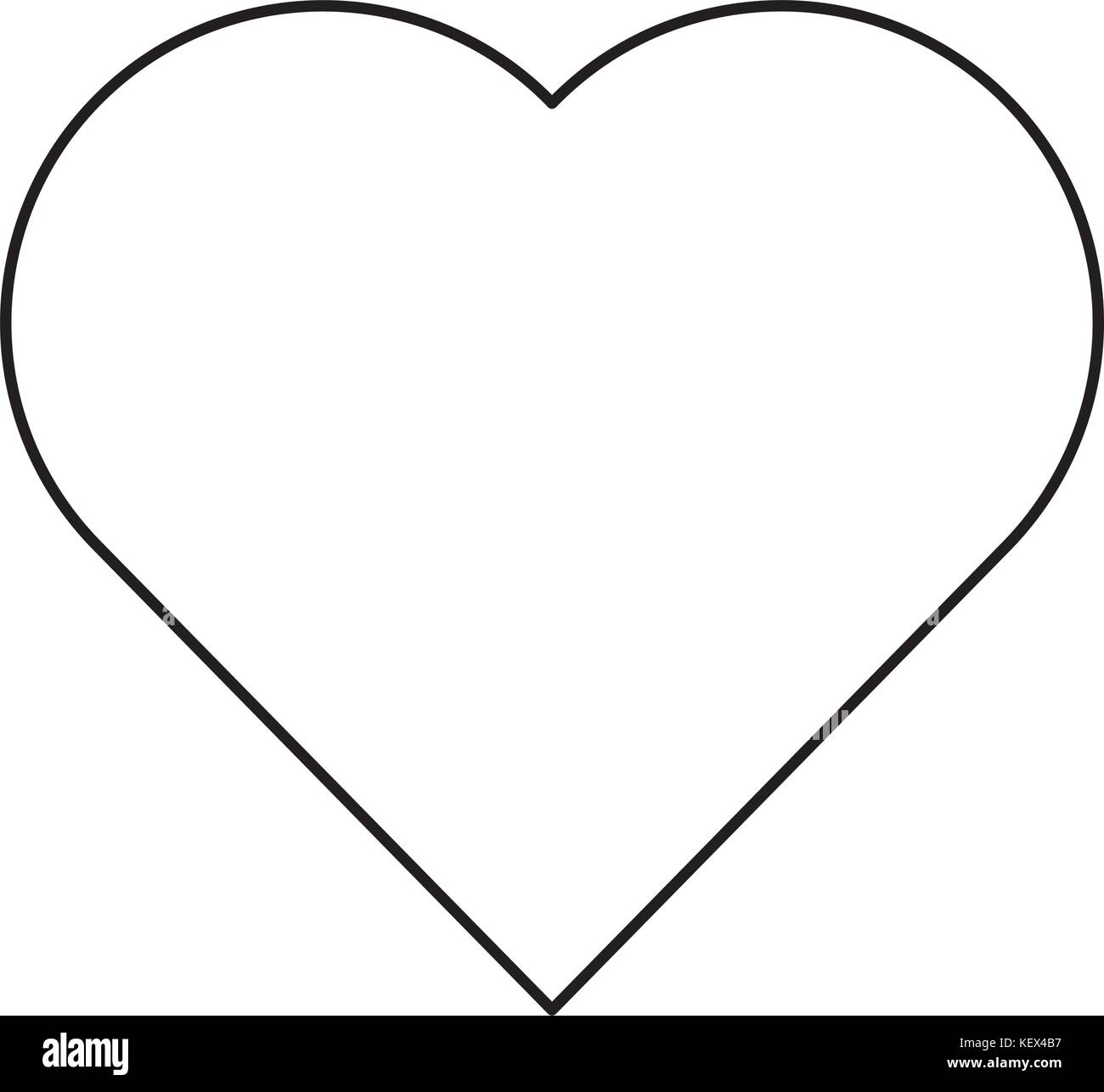 flat line uncolored heart over white background vector illustration ...