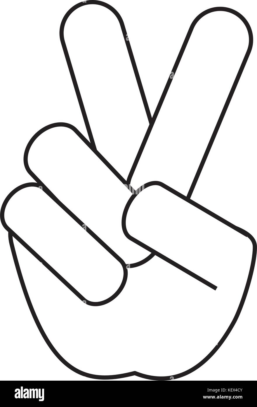 flat line uncolored hand over white background vector illustration ...