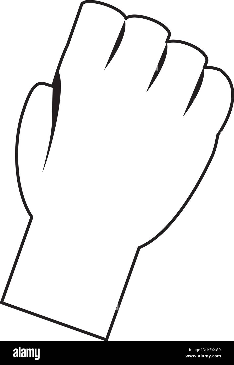 flat line uncolored hand over white background vector illustration ...
