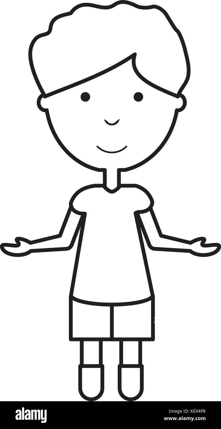 flat line uncolored man with open arms over white background vector ...