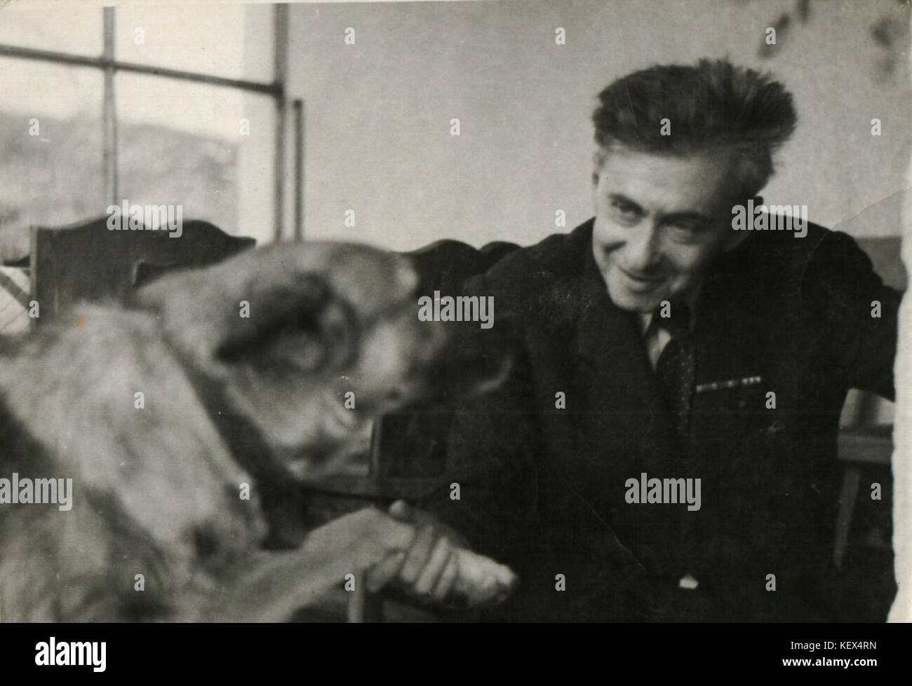 This photograph features Ilya Ehrenburg, a prominent Soviet writer and ...