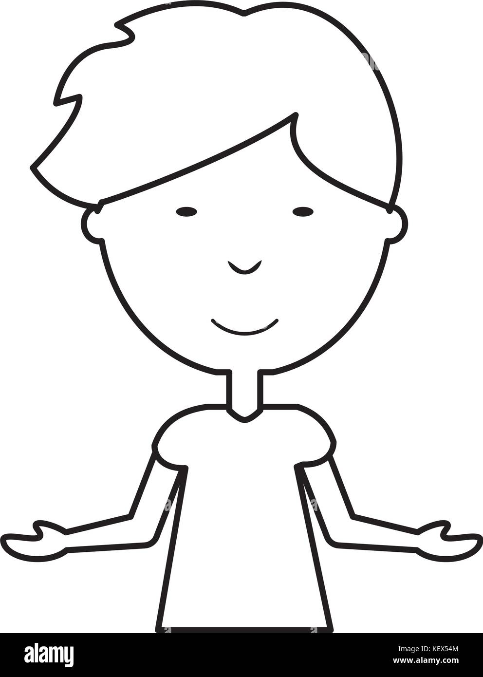 flat line uncolored man over white background vector illustration Stock ...