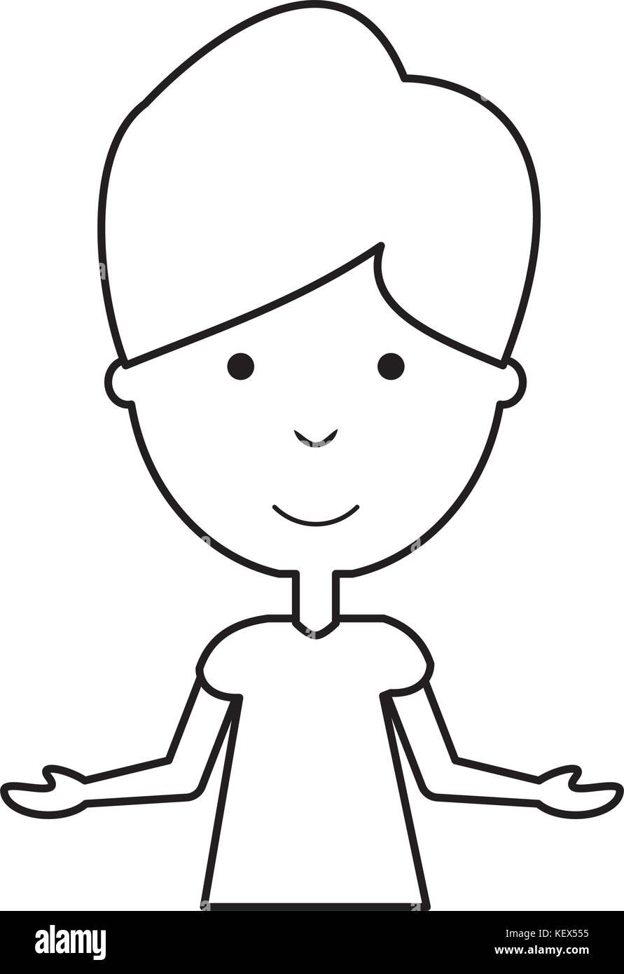 flat line uncolored man over white background vector illustration Stock ...