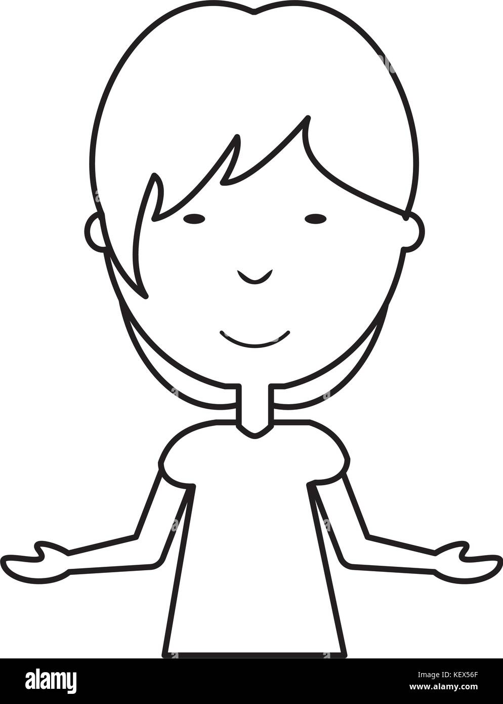 flat line uncolored man over white background vector illustration Stock ...