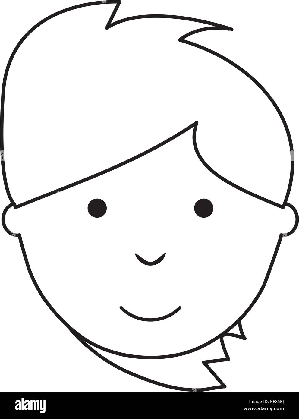 flat line uncolored man face over white background vector illustration ...