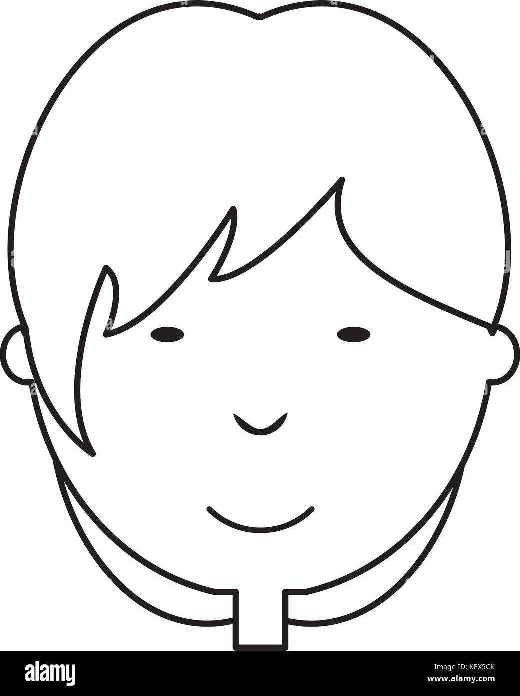 flat line uncolored man face over white background vector illustration ...