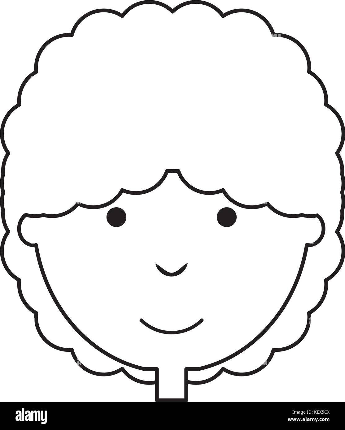 flat line uncolored man face over white background vector illustration ...