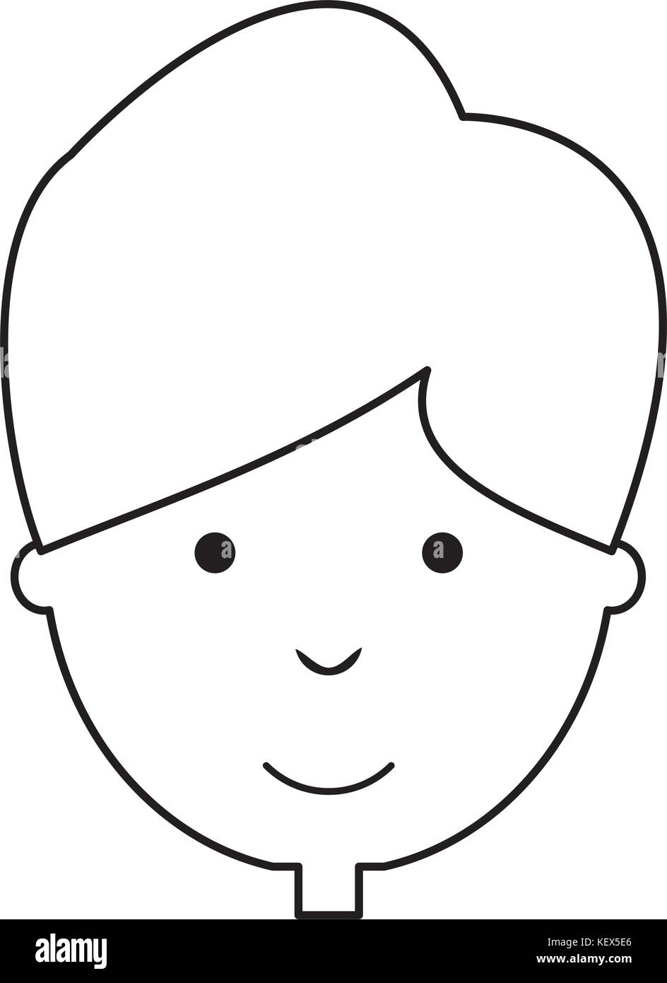 flat line uncolored man face over white background vector illustration ...