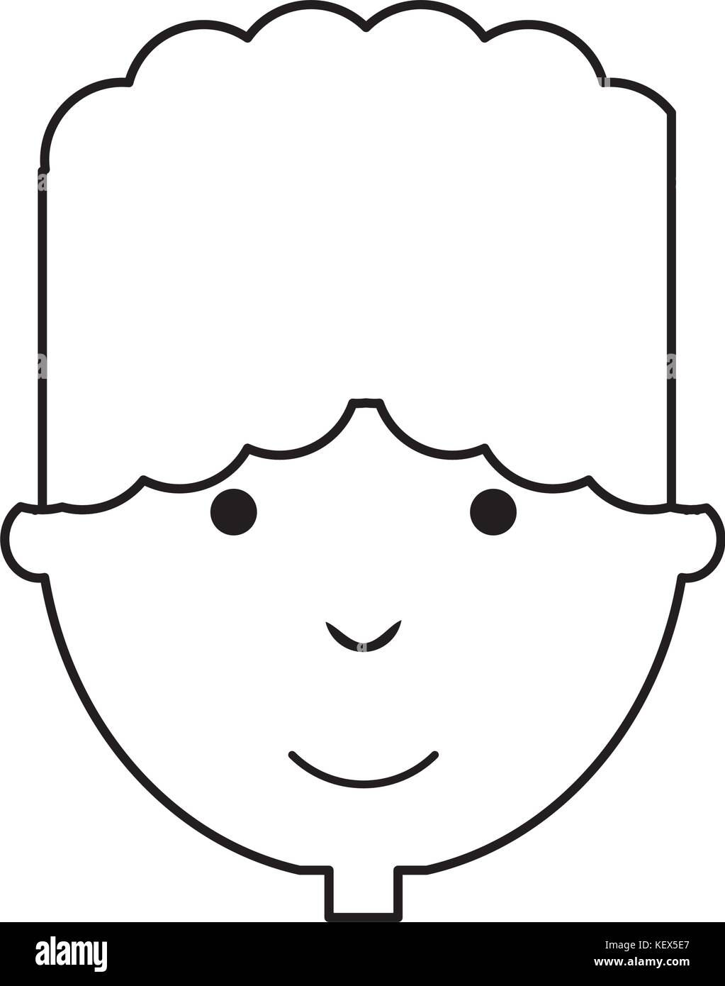 flat line uncolored man face over white background vector illustration ...