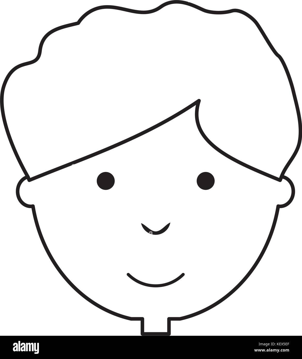 flat line uncolored man face over white background vector illustration ...