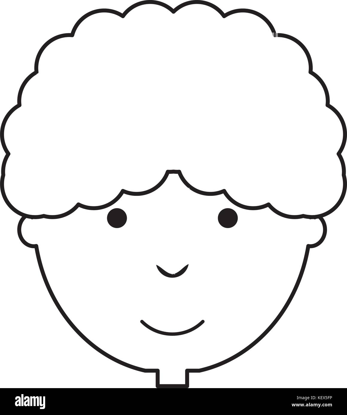 flat line uncolored man face over white background vector illustration ...