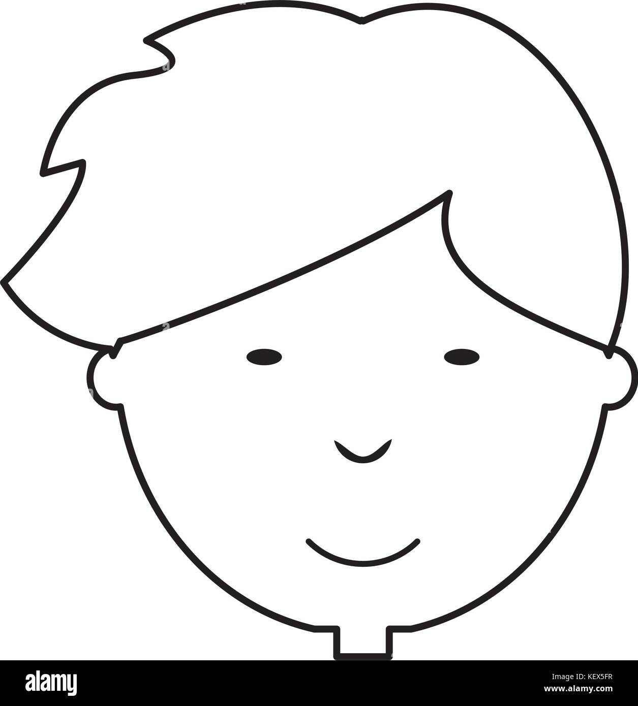 flat line uncolored man face over white background vector illustration ...