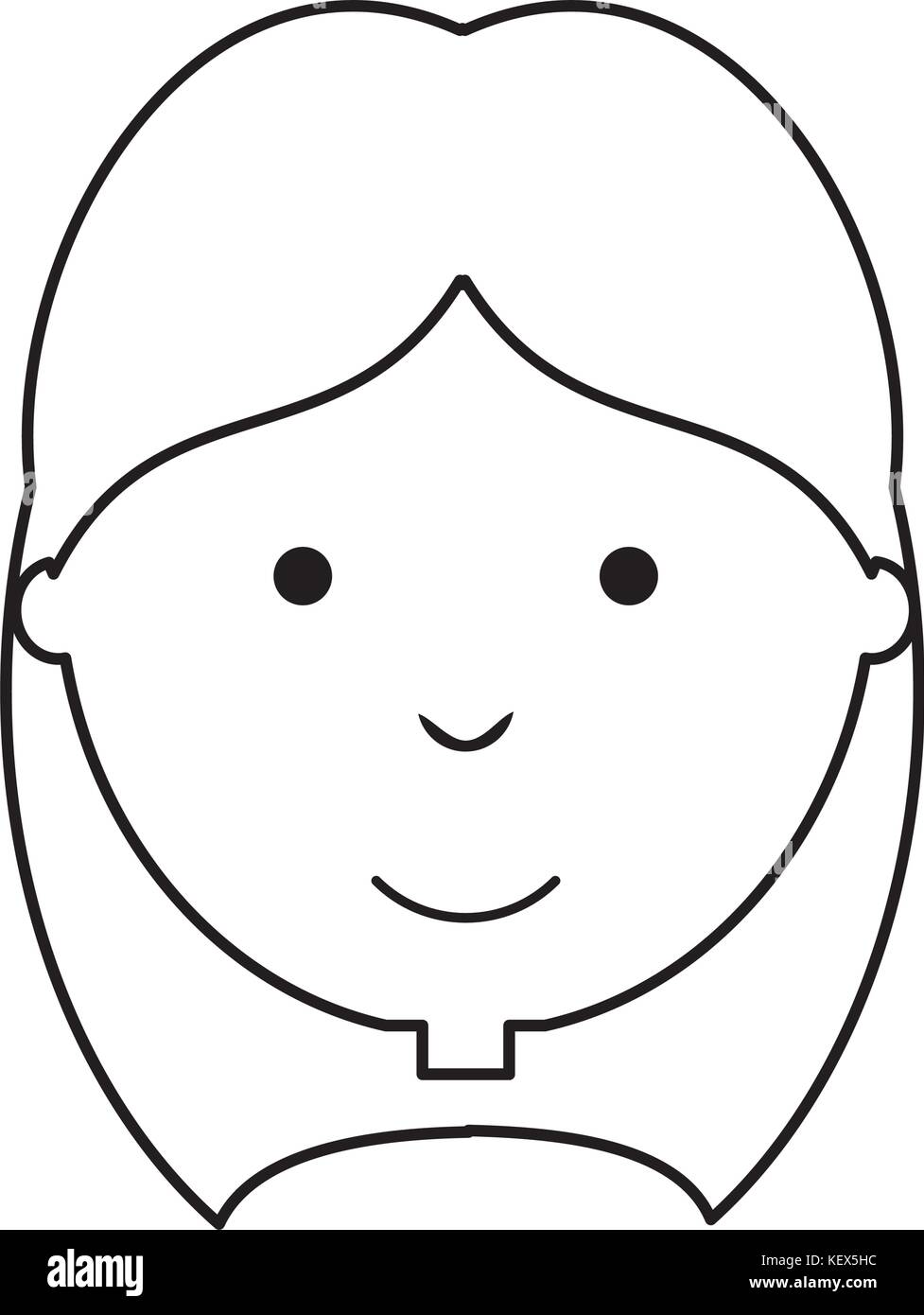 flat line uncolored woman face over white background vector ...