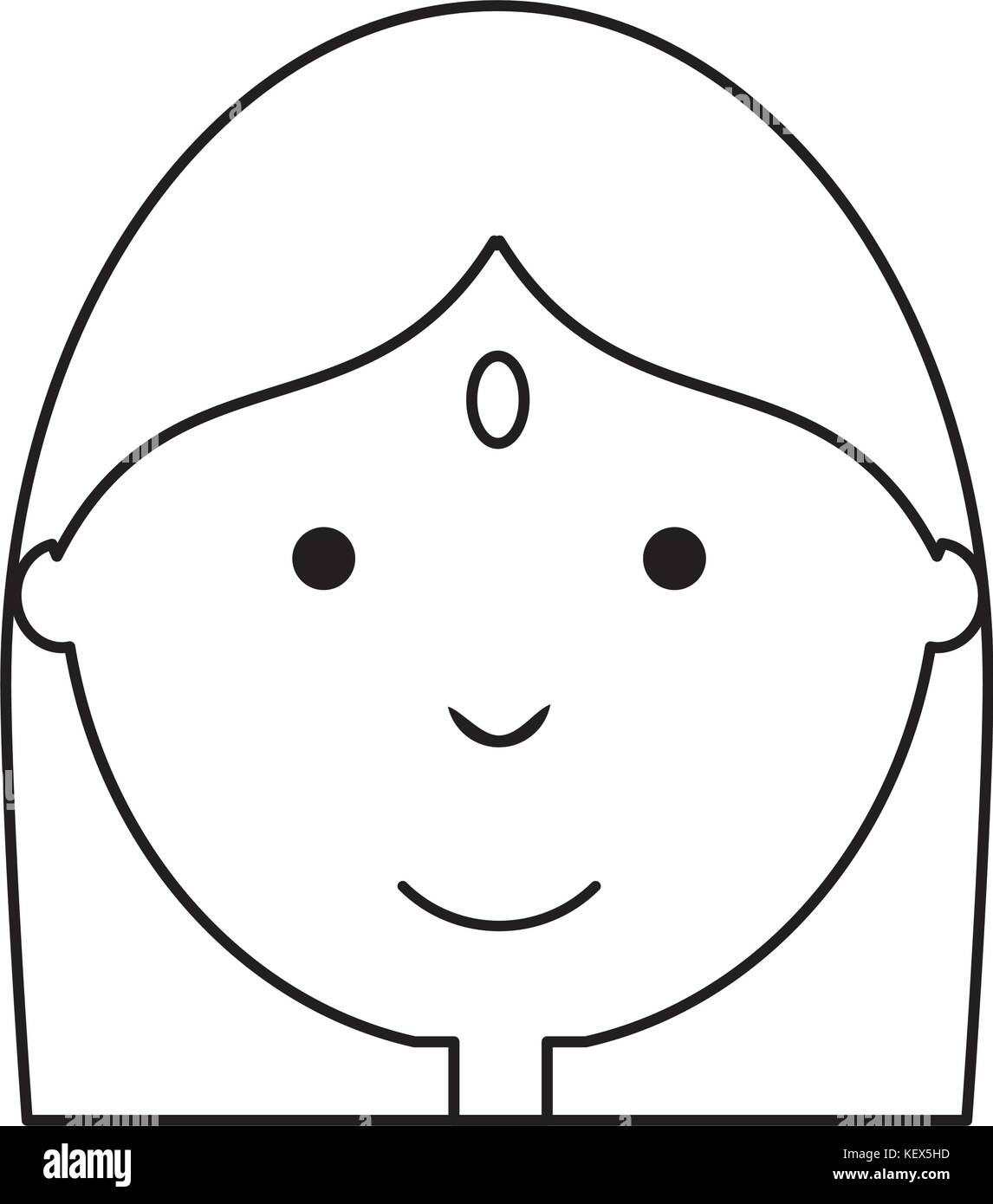 flat line uncolored woman face over white background vector ...