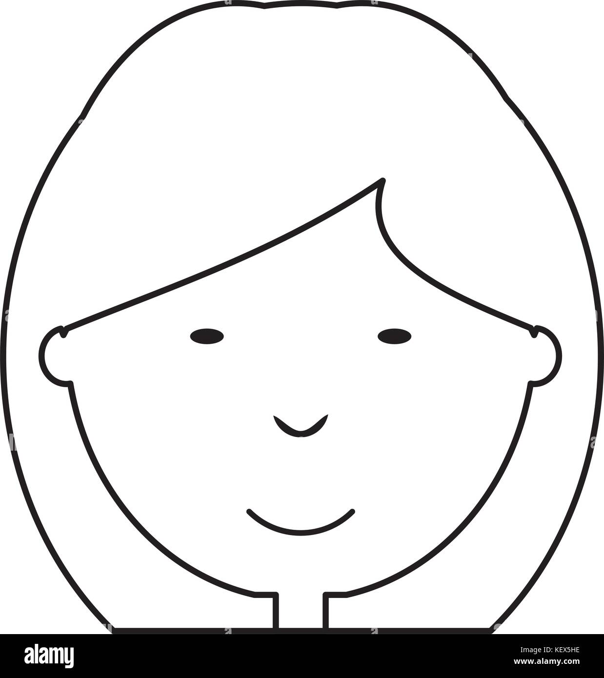 flat line uncolored woman face over white background vector ...