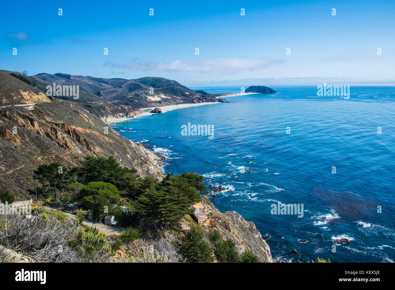 Sandy beaches near Point Sur State park, Big Sur, California, USA Stock ...