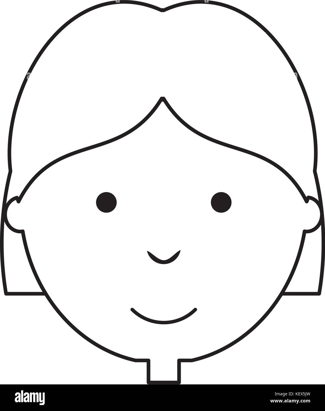 flat line uncolored woman face over white background vector ...
