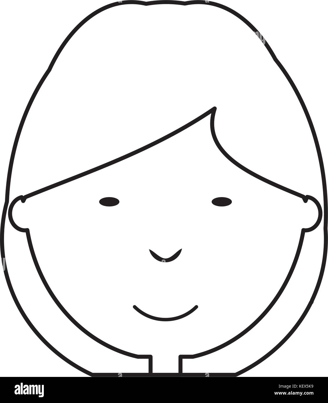 flat line uncolored woman face over white background vector ...