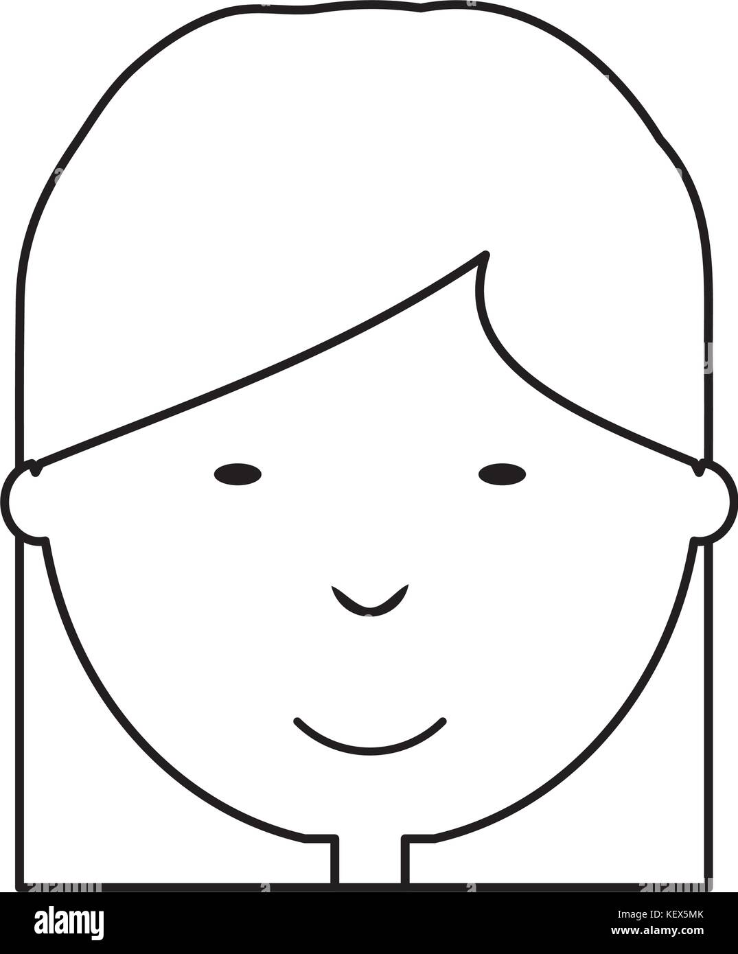 flat line uncolored woman face over white background vector ...