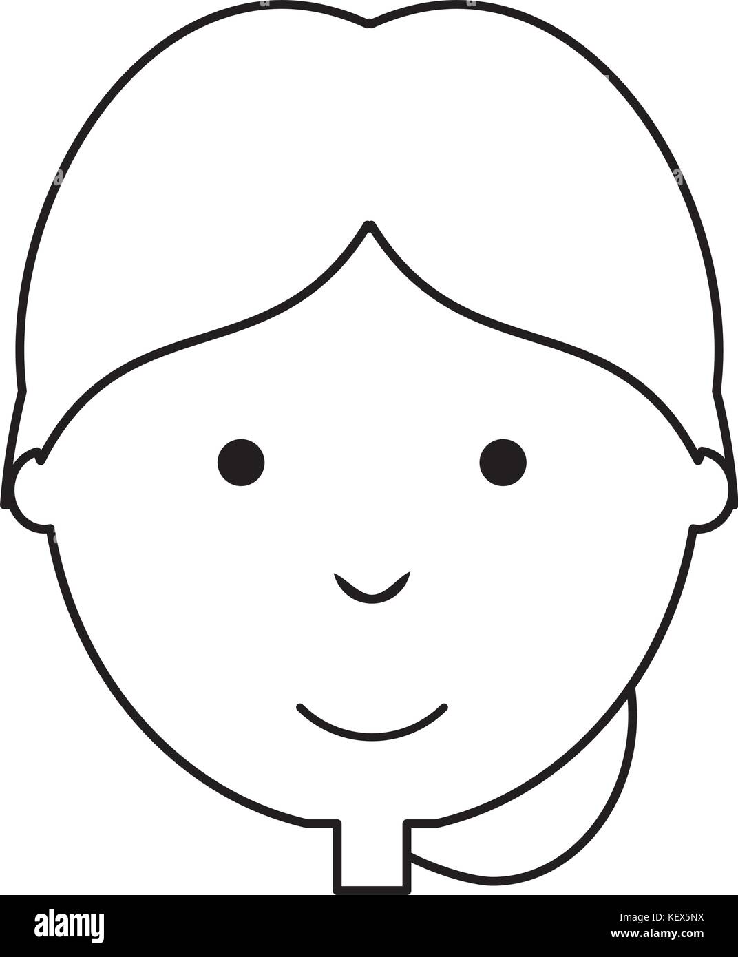 flat line uncolored woman face over white background vector ...