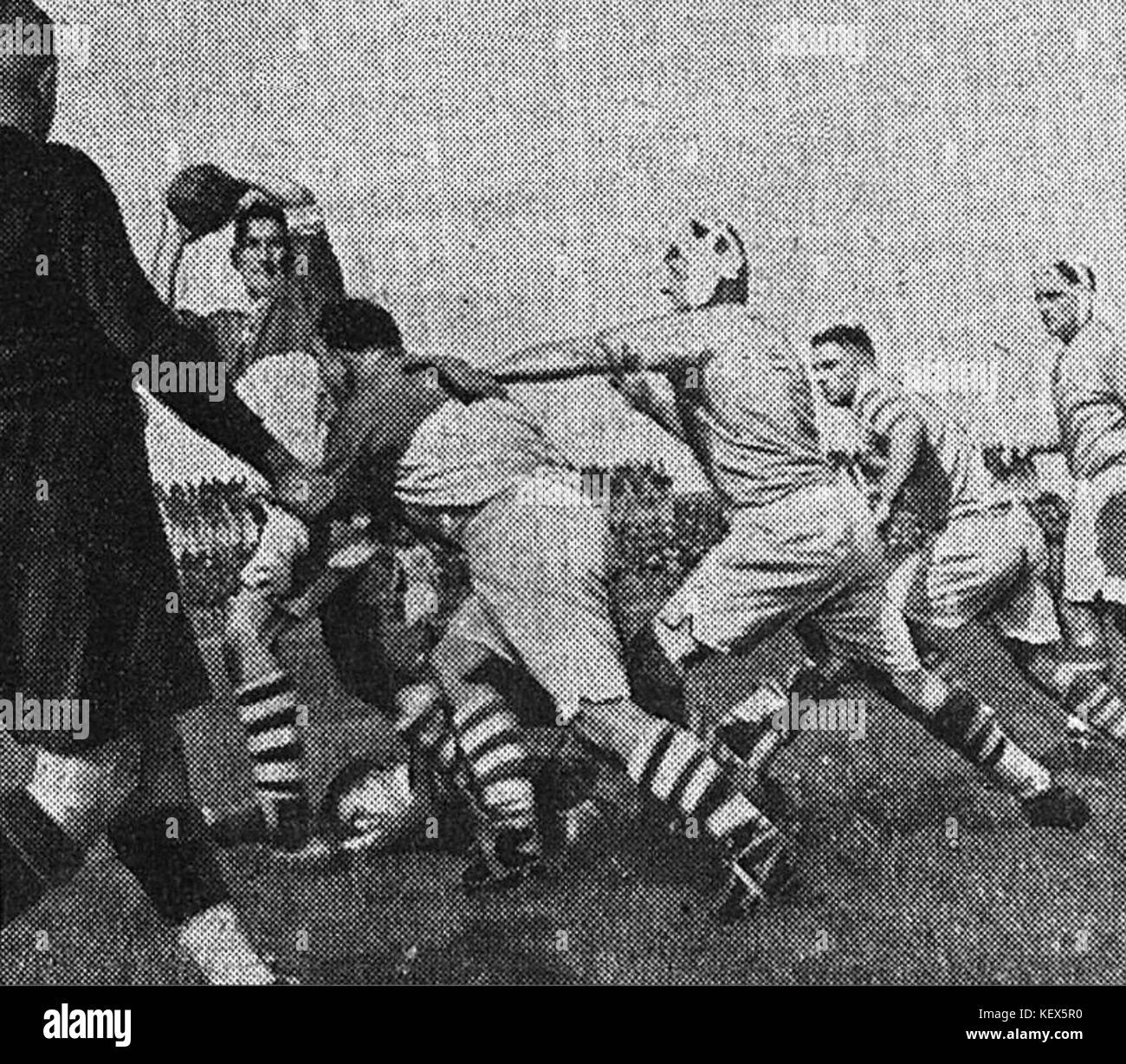This image from the 1939 French Rugby Championship shows the Biarritz ...