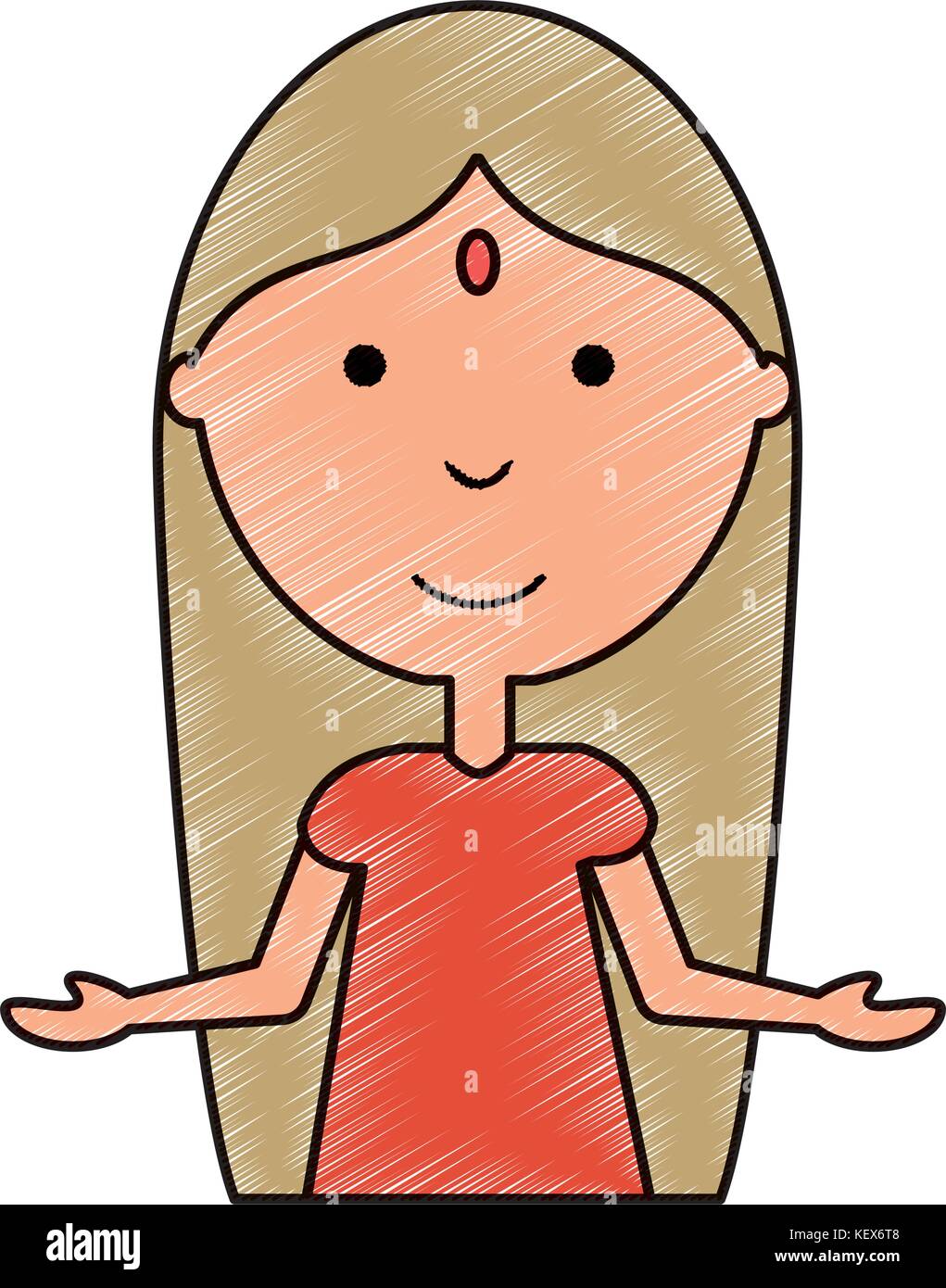 colored woman with open arms over white background vector illustration ...