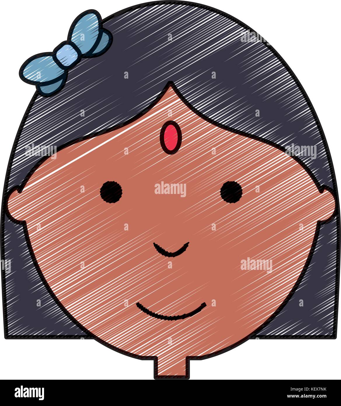 colored woman face doodle over white background vector illustration ...