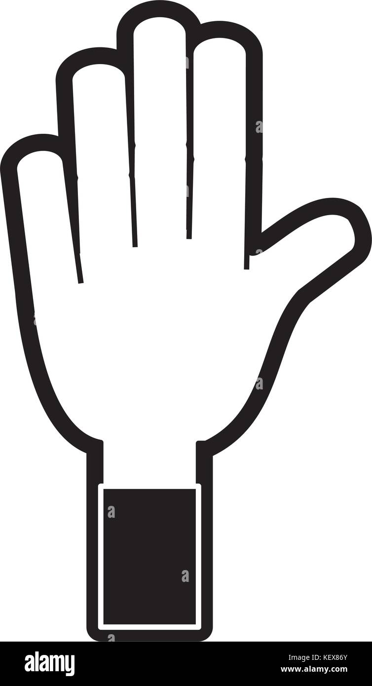 flat line monochromatic hand over white background vector illustration ...