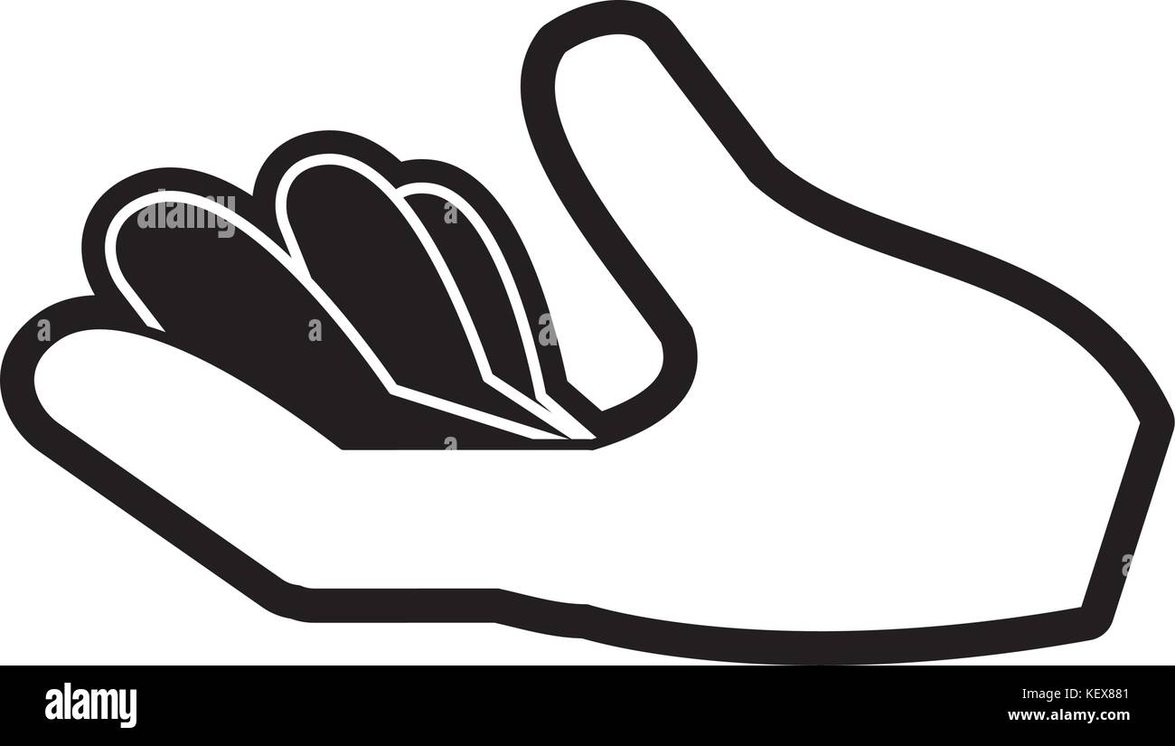 flat line monochromatic hand over white background vector illustration ...