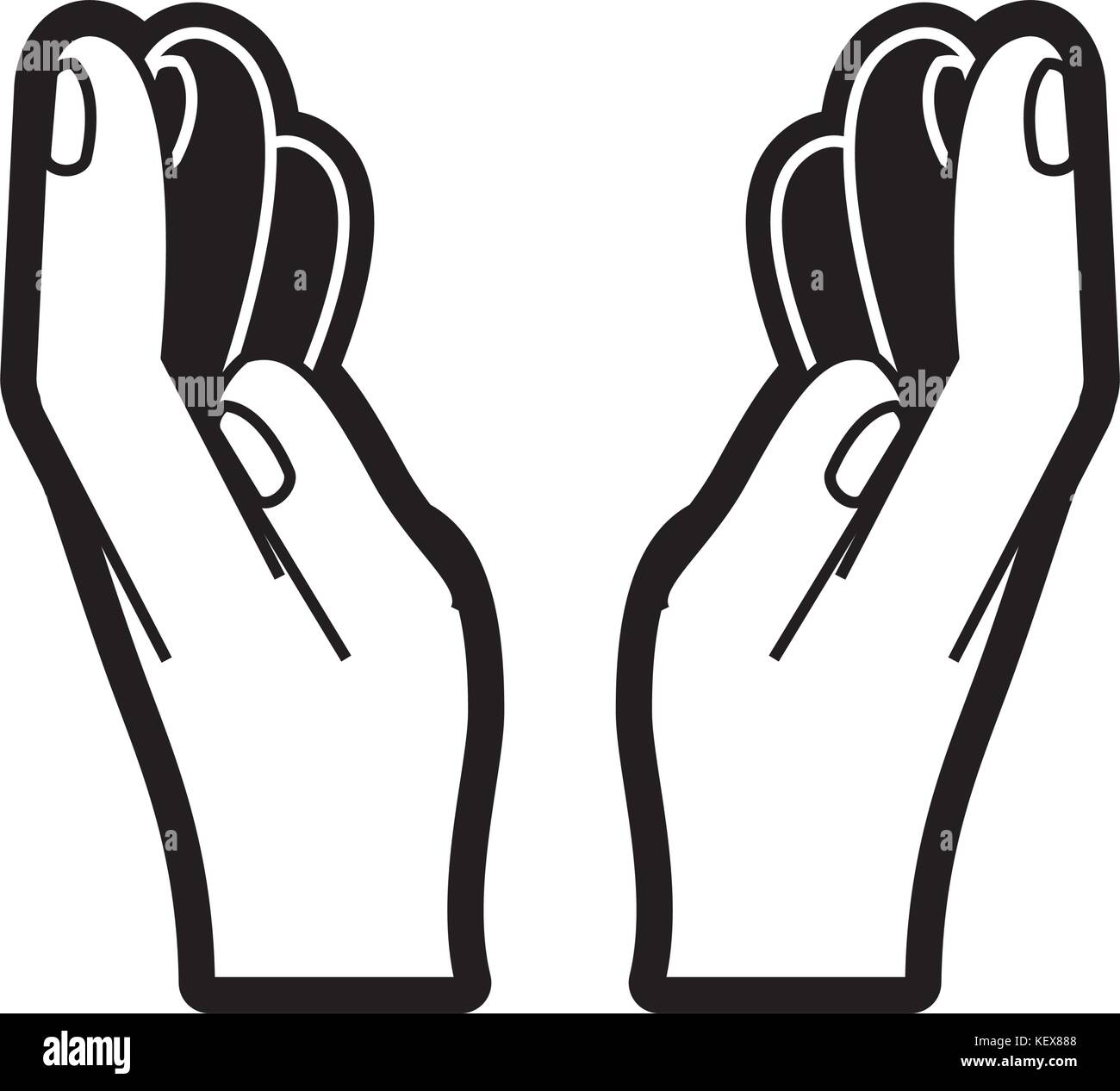 flat line monochromatic hand over white background vector illustration ...