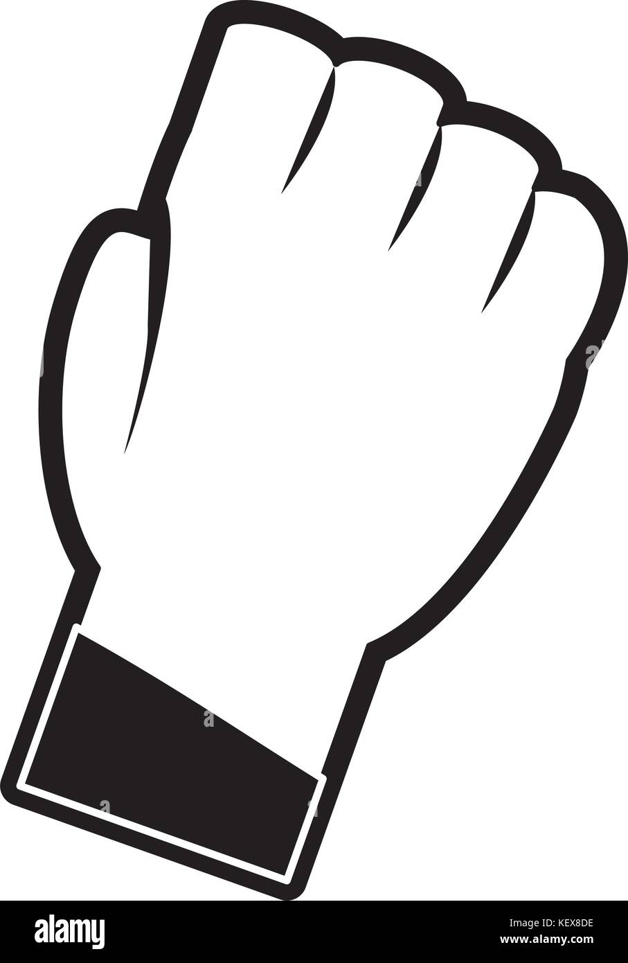 flat line monochromatic hand over white background vector illustration ...