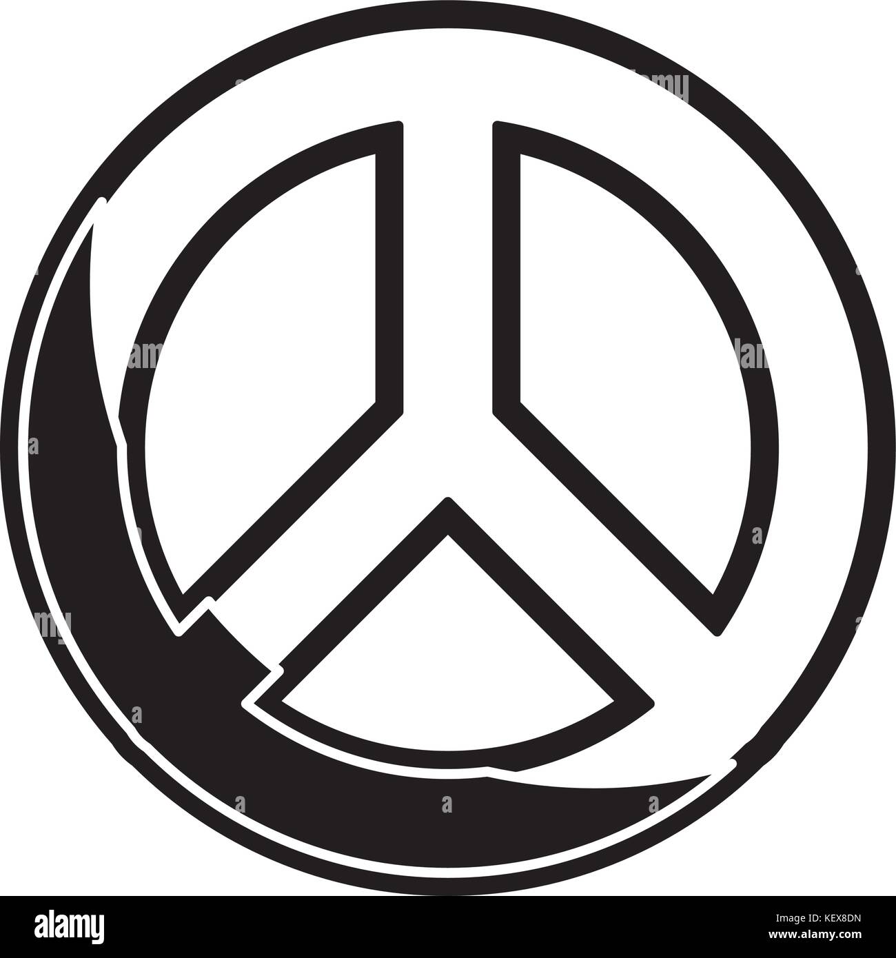 flat line monochromatic peace symbol over white background vector ...