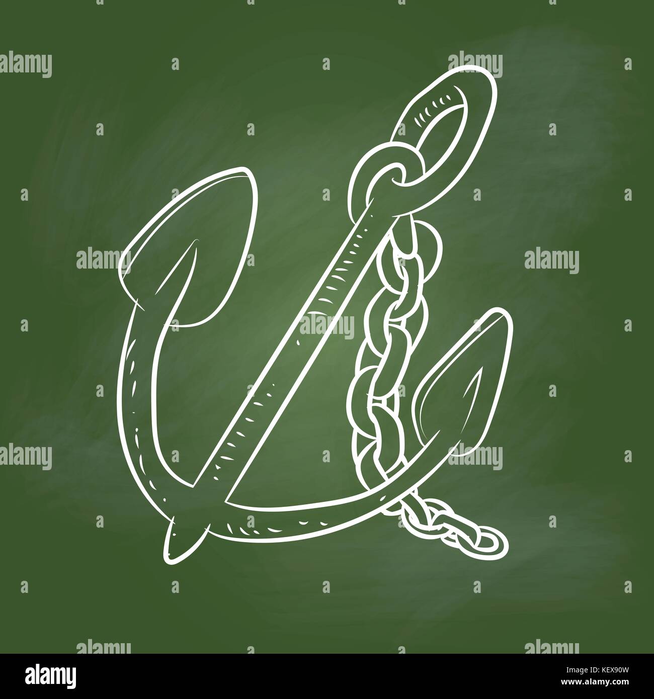 Hand drawing Anchor Cartoon on textured green board. Education Concept ...