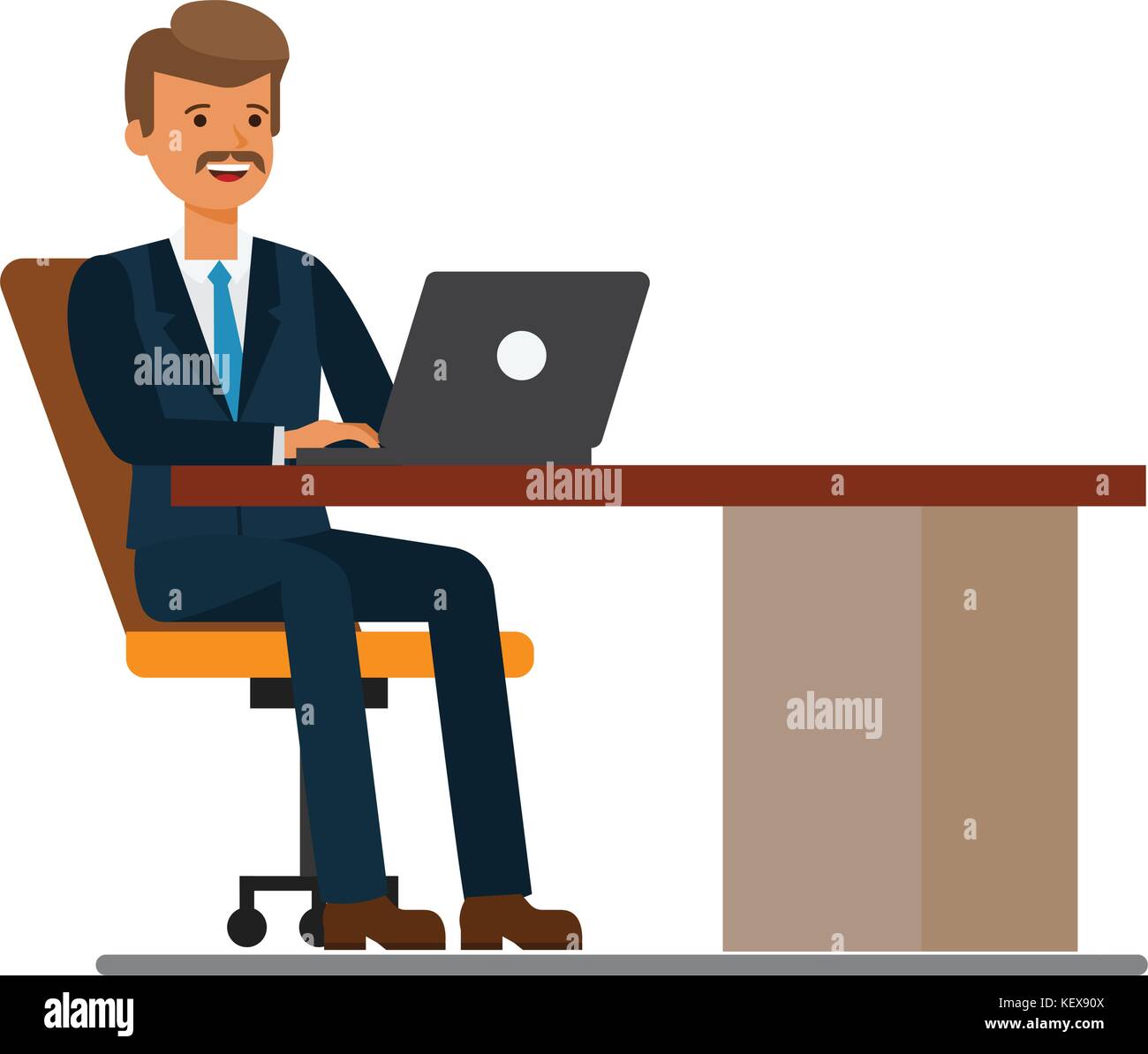 manager working at laptop cartoon flat vector illustration concept on ...