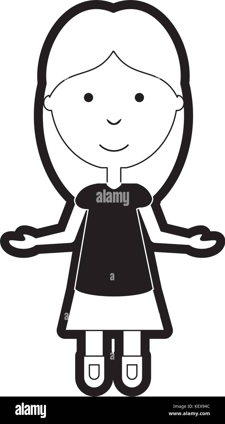 flat line monochromatic woman with open arms over white background ...