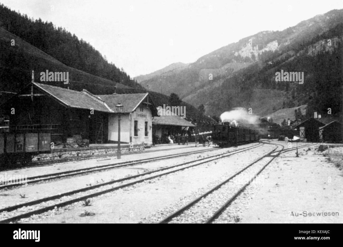 An historical image depicting the Seewiesen area, reflecting the ...