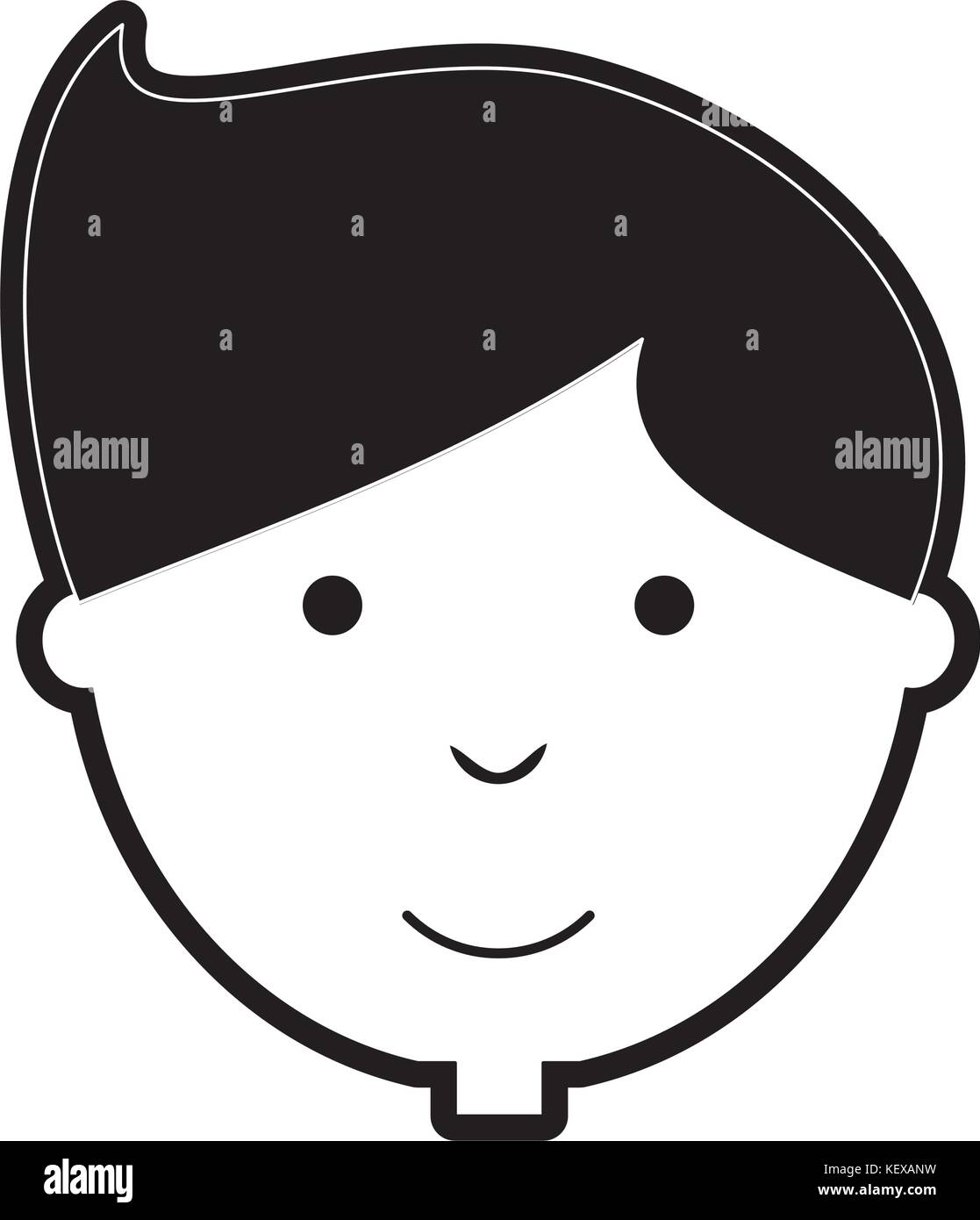 flat line monochromatic man face over white background vector ...