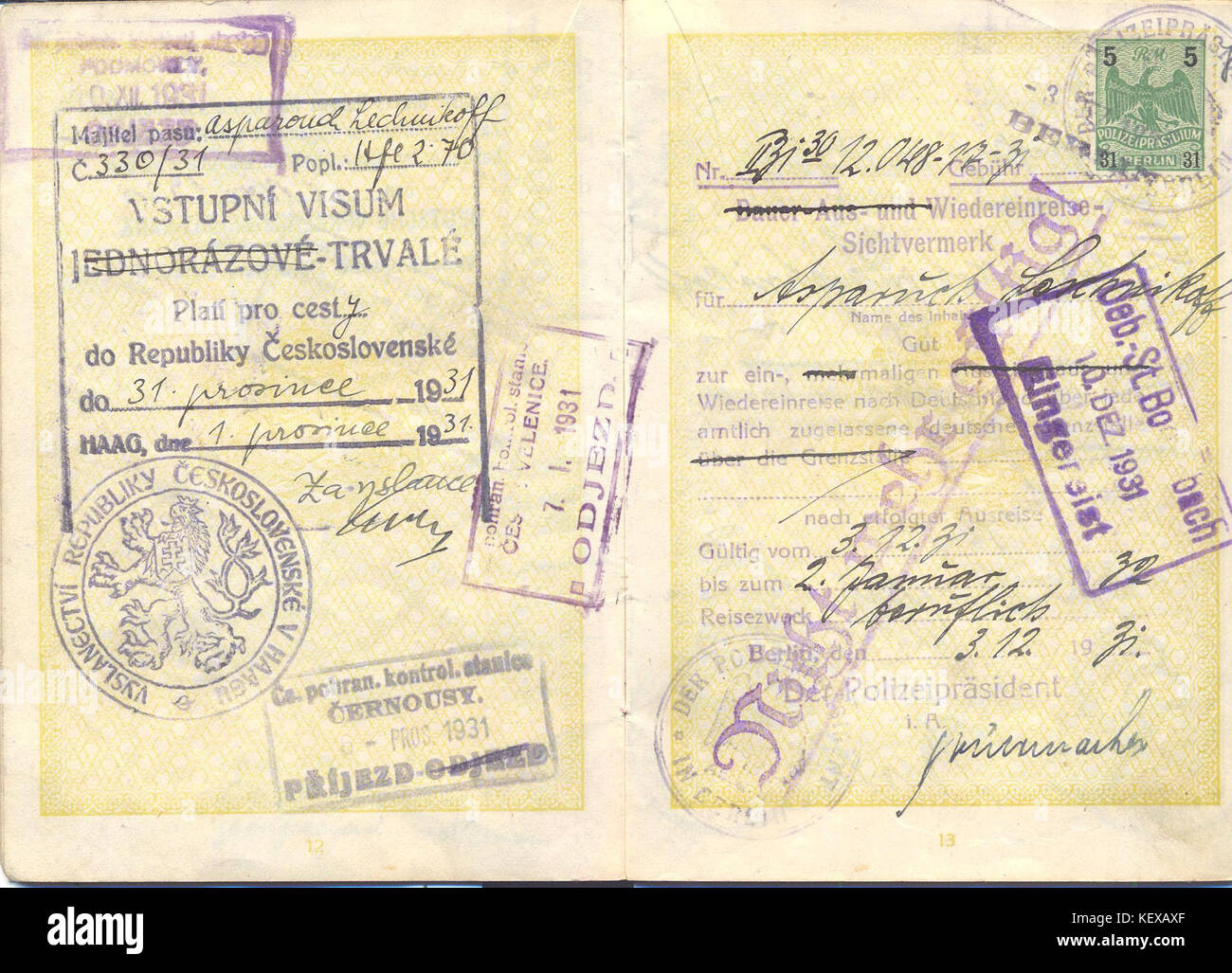 1868K 1 3 7 Asparuh Leshnikov Passport Stock Photo - Alamy