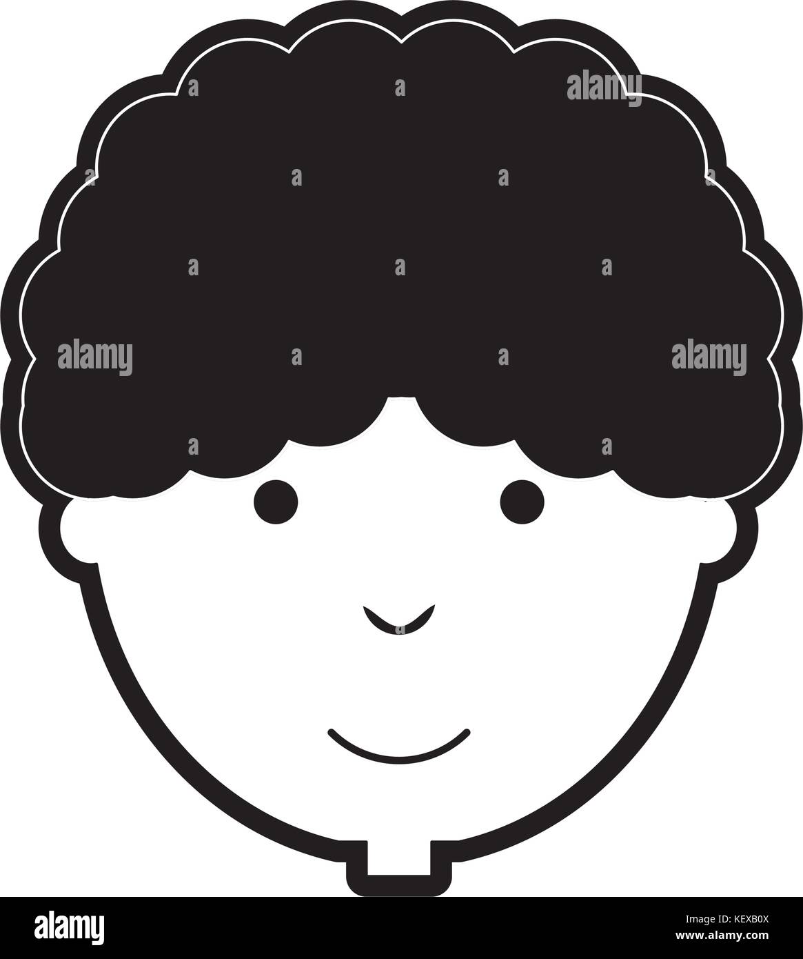 flat line monochromatic man face over white background vector ...