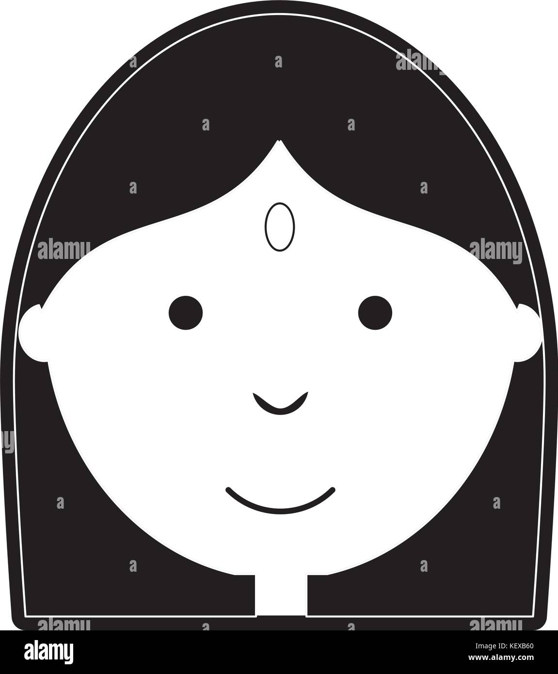 flat line monochromatic woman face over white background vector ...