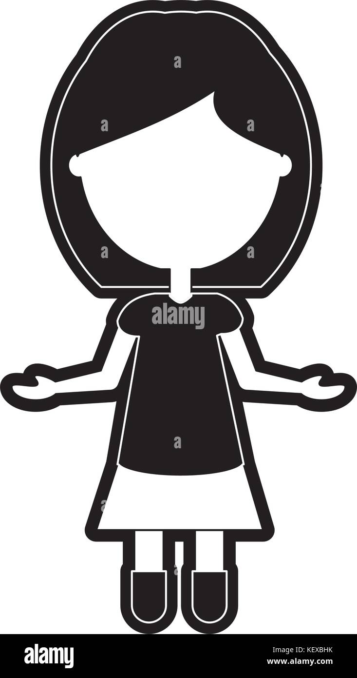 flat line monochromatic woman with open arms over white background ...