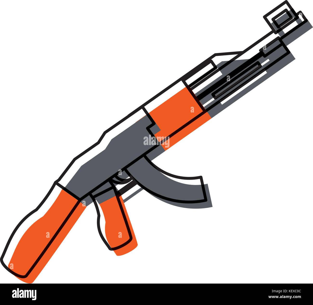 flat line colored rifle over white background vector illustration Stock ...