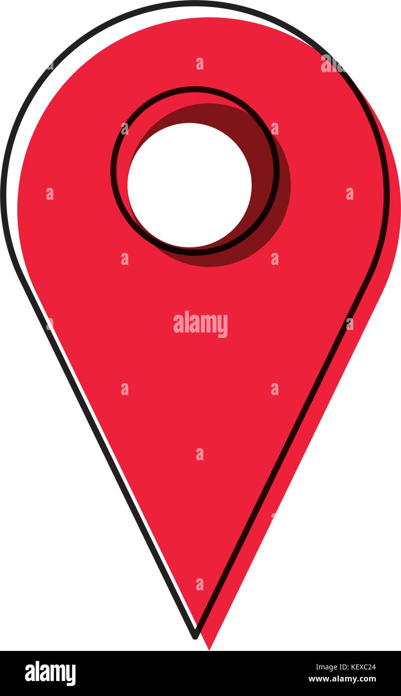 flat line colored location symbol over white background vector ...