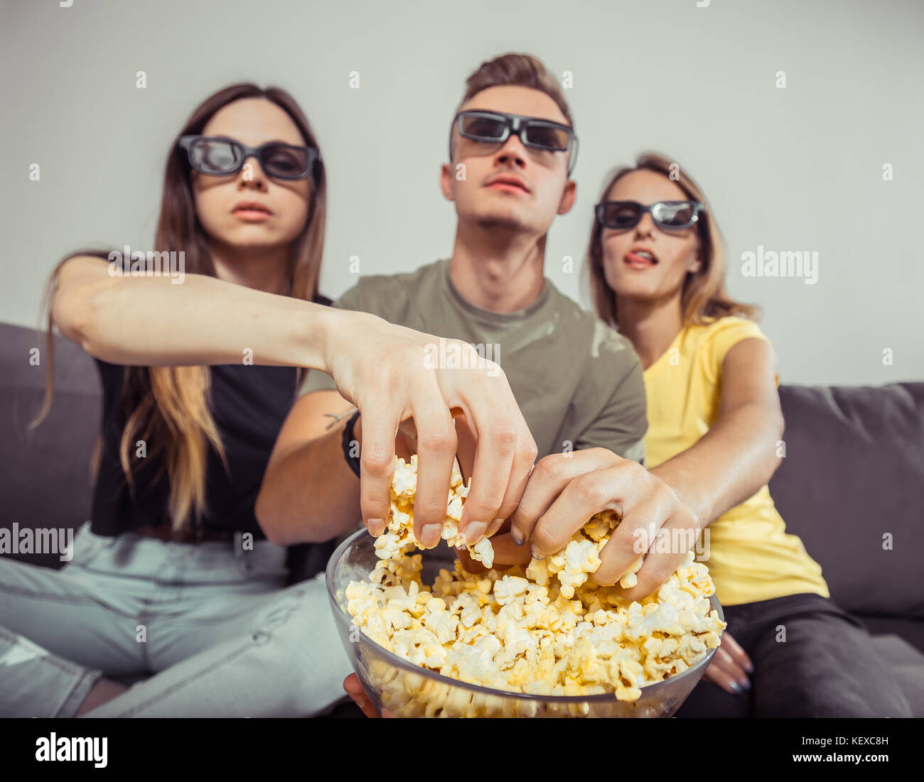 Watching Film with Friends Stock Photo - Alamy