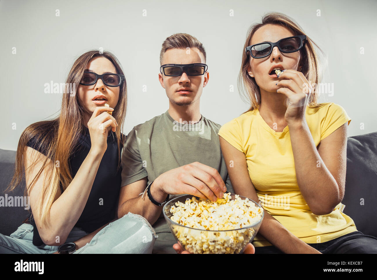 Watching Film with Friends Stock Photo - Alamy