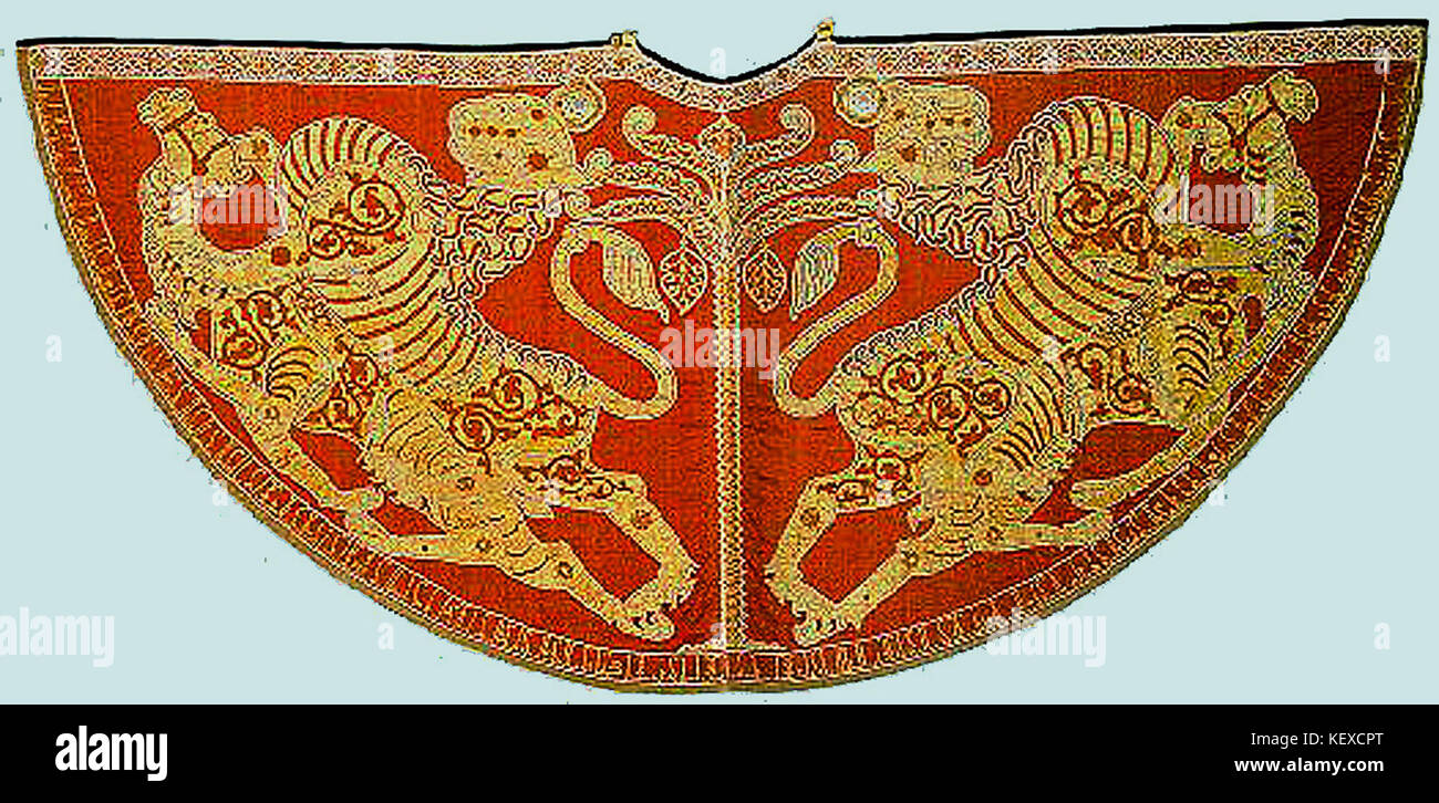 This textile, a copy of Roger II's cloak, exemplifies Fatimid art. The ...