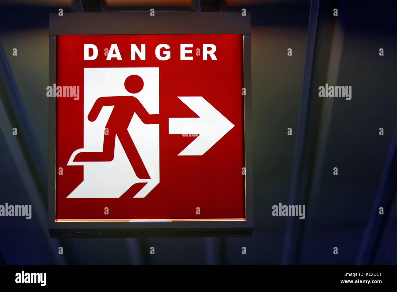 The emergency sign for danger shows the direction of hazzard. The ...