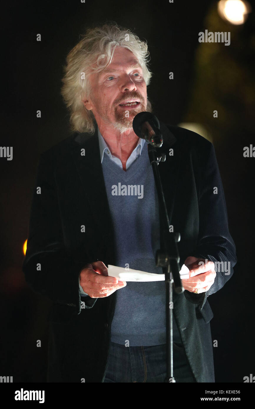 Richard Branson speaking in Parliament Square, London at a Mandela Walk ...