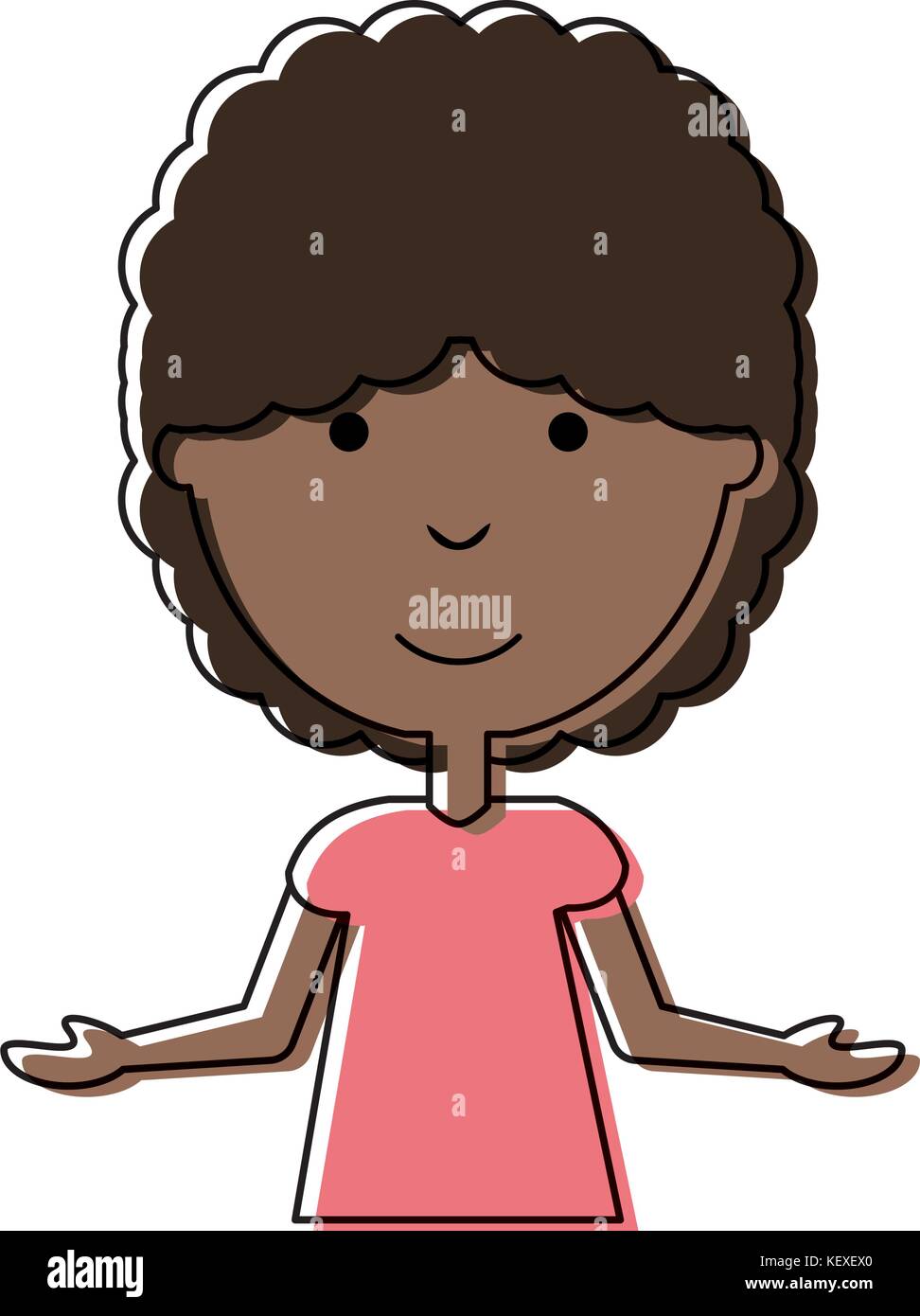 flat line colored woman with open arms over white background vector ...
